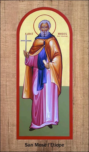 SANTINO HOLY CARD SAN MOSE' L'ETIOPE in stile icona su carta EUR 2,00 ...
