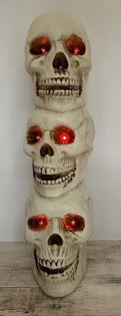 25” THREE TIER Light Up Skelton Heads Tested And Working Halloween ...