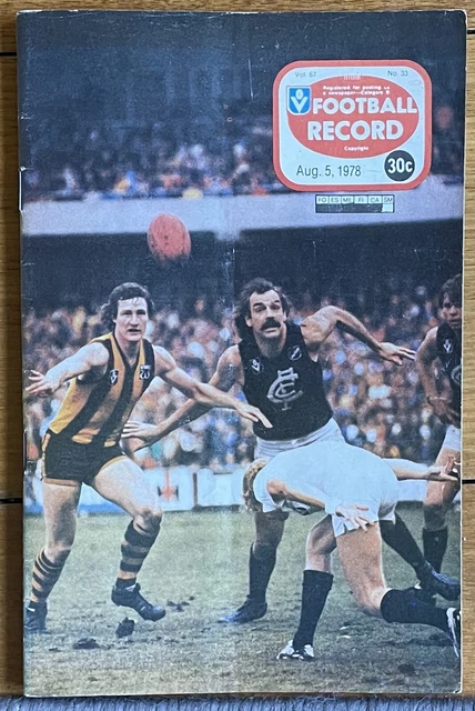 1978 VFL AFL football record Carlton vs Collingwood Aug 5 Wayne Harmes ...