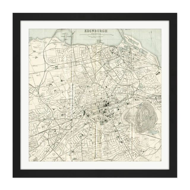 MAP 1935 EDINBURGH City Scotland Plan Chart Square Framed Wall Art ...