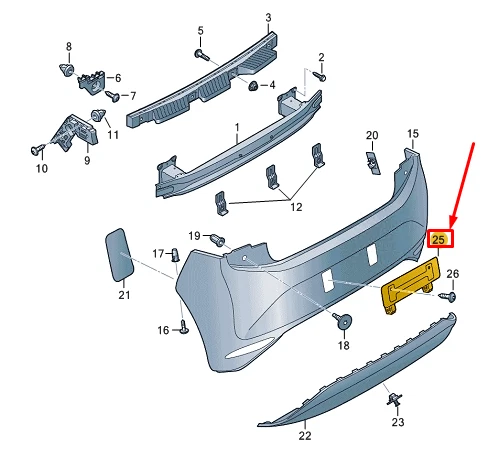 VW ID.3 E11 Kennzeichenhalter für Heckstoßstange 10A807145C NEU ...