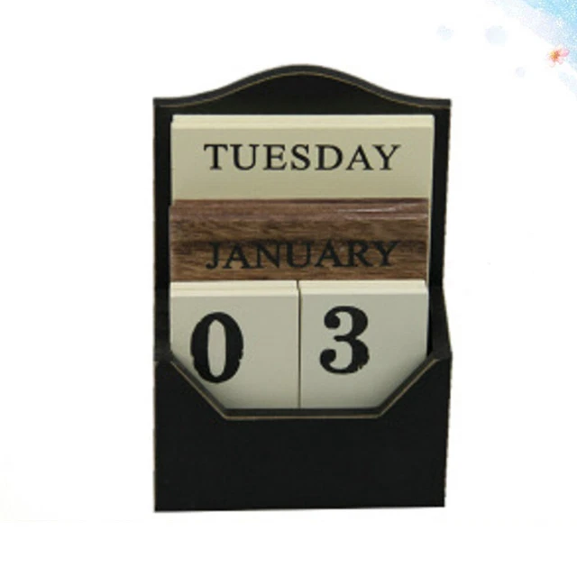 PERPETUAL WOODEN BLOCK Calendar Wooden Date Block Calendar Wooden Date ...