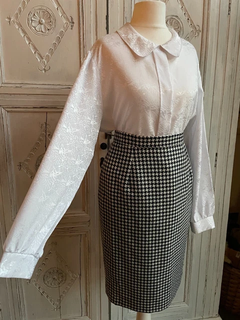 VINTAGE ST MICHAEL 80s White Satin Secretary/Occasion/Mob Wife Blouse ...