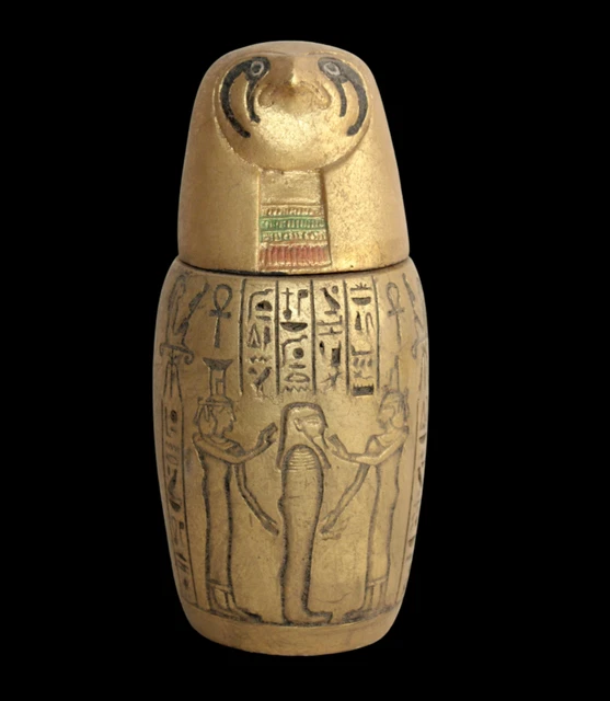 RARO ANTICO EGIZIO ANTICO vaso canopico Horus con protezione della vita ...