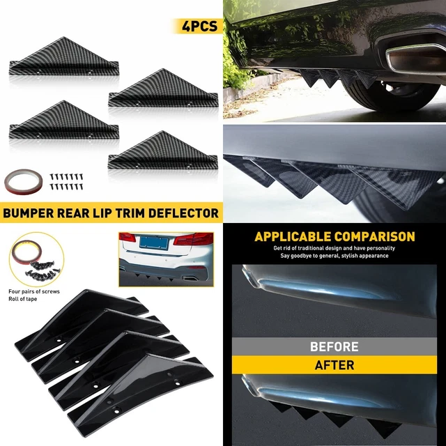 CAR LOOK LIP Bumper Rear Diffuser Shark Splitter Fins 4PC Carbon Fiber ...