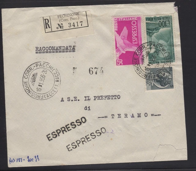 STORIA POSTALE lettera raccomandata espresso Mazzini posta aerea rif ...
