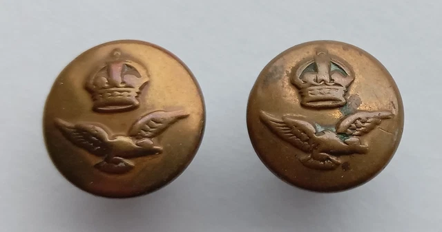PAIR WW2 RAF ROYAL AIR FORCE BRASS FORAGE / SIDE CAP KC 14mm BUTTONS £ ...