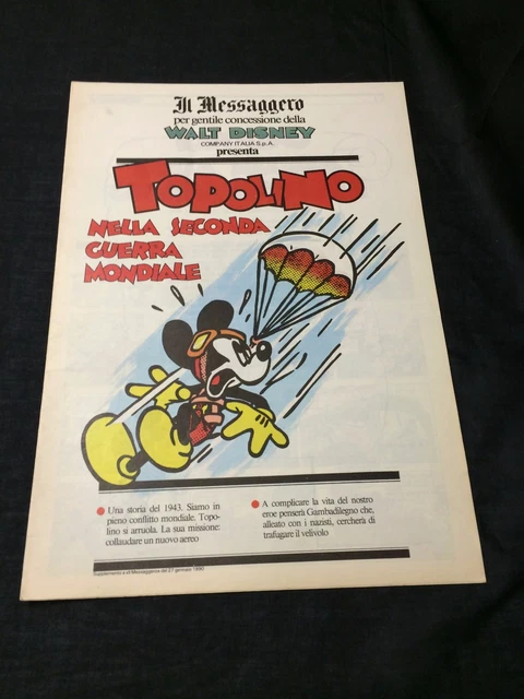 MICKEY MOUSE PARACHUTING Disney Topolino Comic Italian Il Messaggero ...