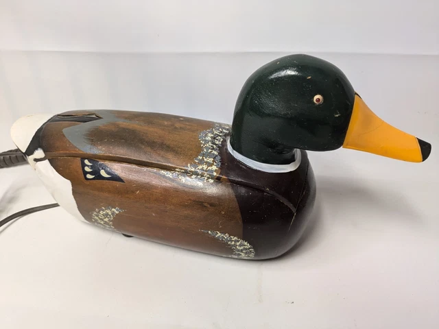 TELEMANIA WOODEN MALLARD Duck Decoy Corded Landline Phone Quacker ...