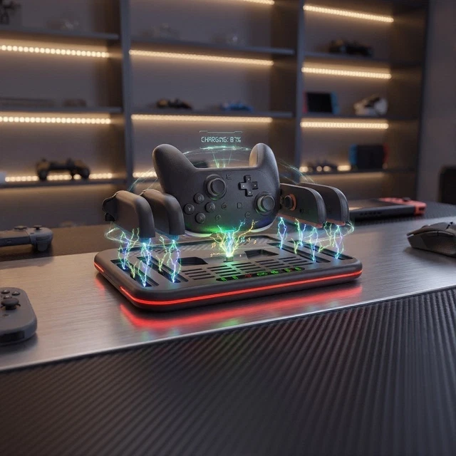 RGB LIT COOLING Dock for Switch2 Console with Charging Hub and Storage ...