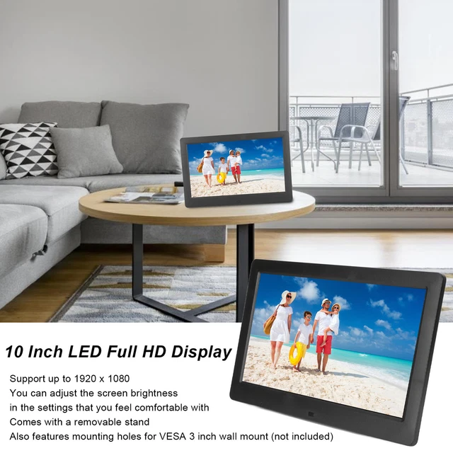 DIGITAL PHOTO FRAME 10 Inch HD LED Screen Slideshow Clock Music ...