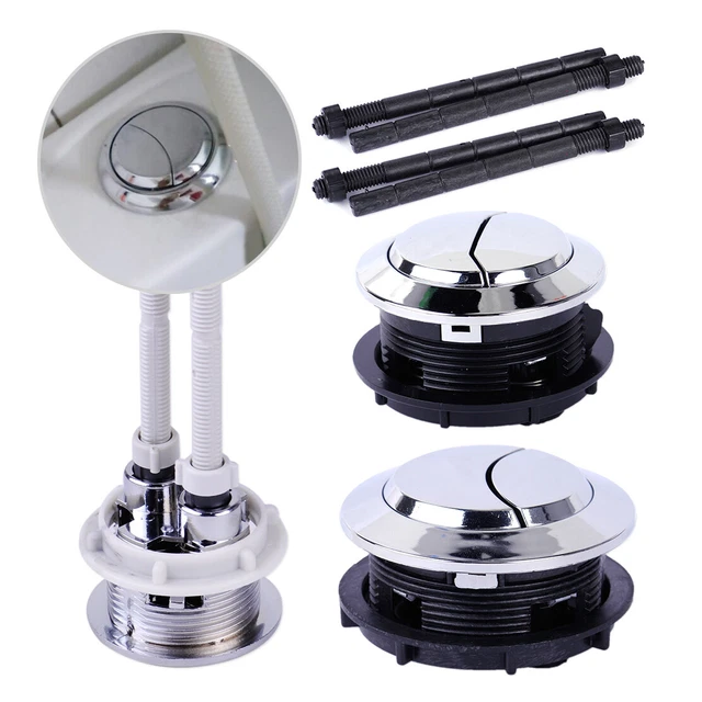 PLASTIC DUAL FLUSH Toilet Water Tank Push Button With 2 Rods For 38/48 ...