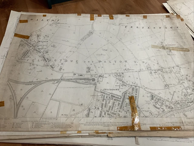 LARGE SCALE ANTIQUE Ordnance Map SUFFOLK - FELIXSTOWE and WALTON - 1903 ...