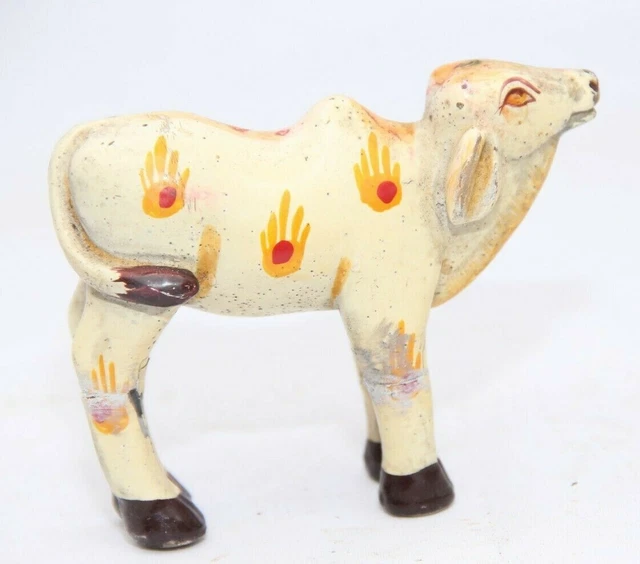 ANCIENNE STATUE, SCULPTURE, figurine vache sainte en céramique / grès peint v... EUR 92,76 ...