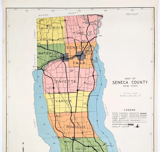 1941 SENECA County NEW YORK Map LARGE - ORIGINAL Seneca Falls ...