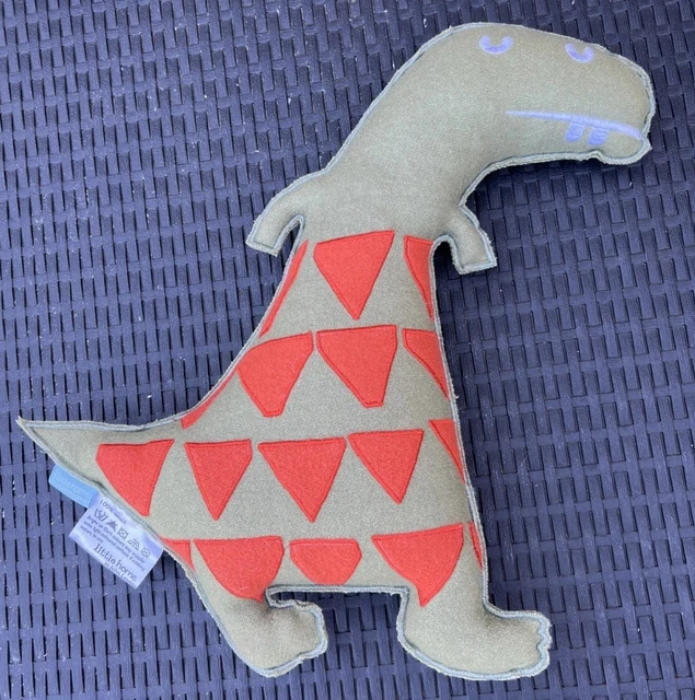 DINOSAUR T-REX TEDDY 100% Wool Green Orange John Lewis 15” Vgc £14.95 ...