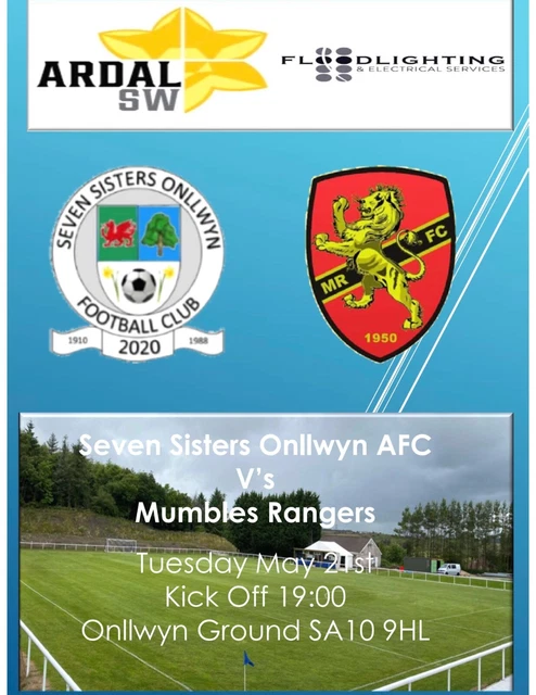 SEVEN SISTERS ONLLWYN v Mumbles Rangers Tuesday 21st May 2024 £4.99 ...