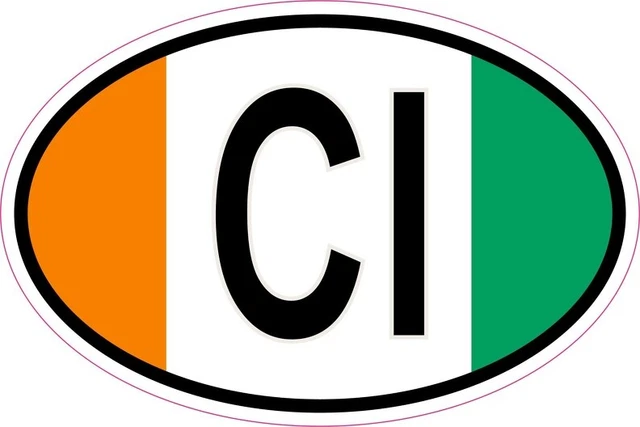 AUTOCOLLANT STICKER OVALE oval drapeau code pays CI cote d'ivoire EUR 3 ...