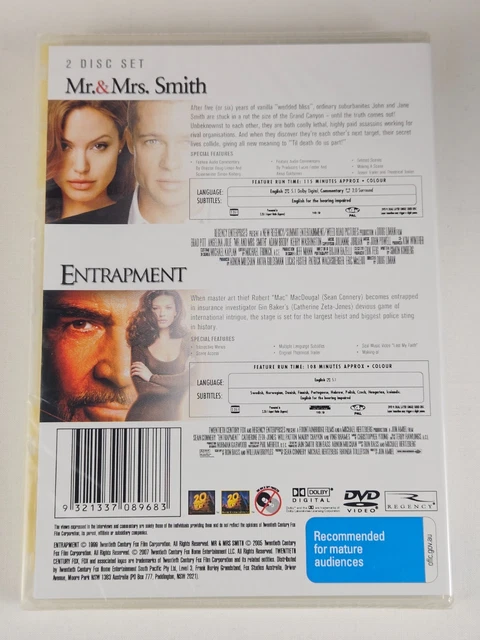 MR & MRS Smith + Entrapment DVD 2-Disc (New & Sealed) Region 4 $10.79 ...