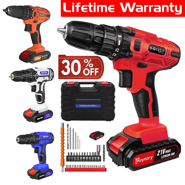 1OR2 BATTERY 21V Cordless Drill Combi Driver High Power Electric ...