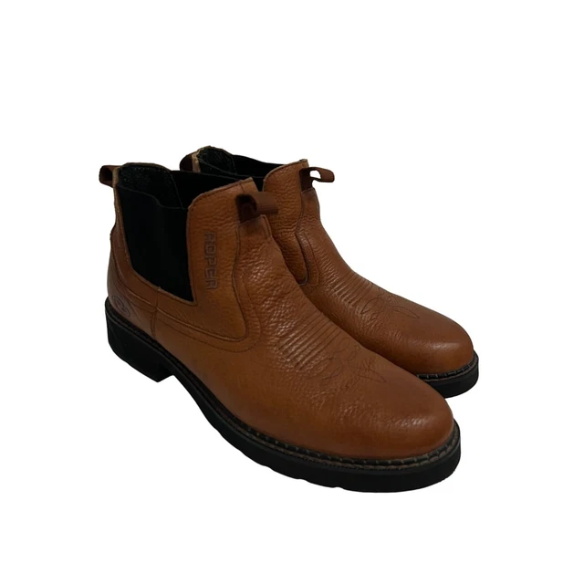 ROPER LUCAS BROWN Leather Chukka Ankle Boots Mens US 10.5 Non Slip Pull ...