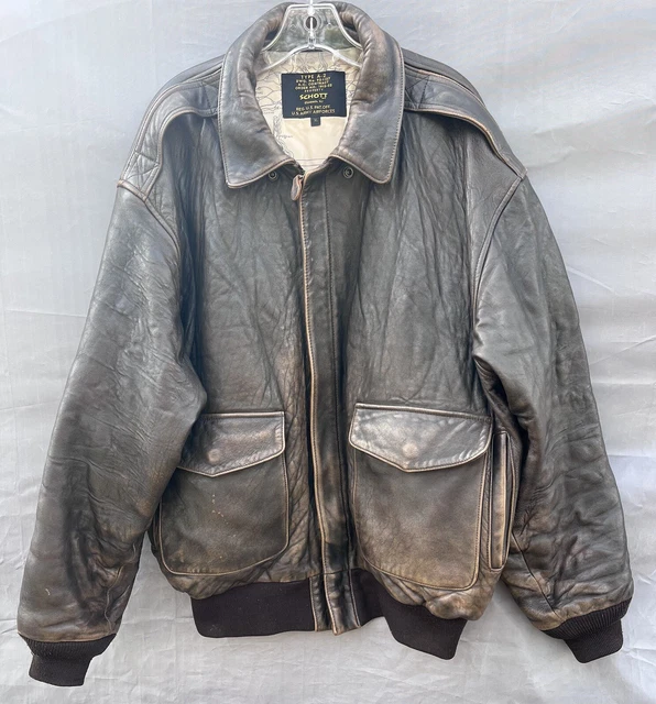 SCHOTT TYPE A-2 Leather WW2 Flight Jacket With Map Inlay, ExtraLarge ...