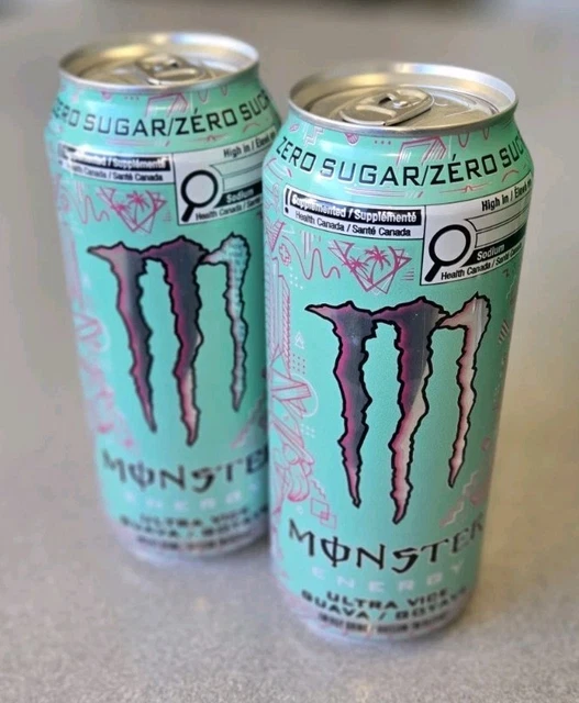 🍁 MONSTER ENERGY Ultra Vice Guava (Lot of 2) ~ Canada French + English ...