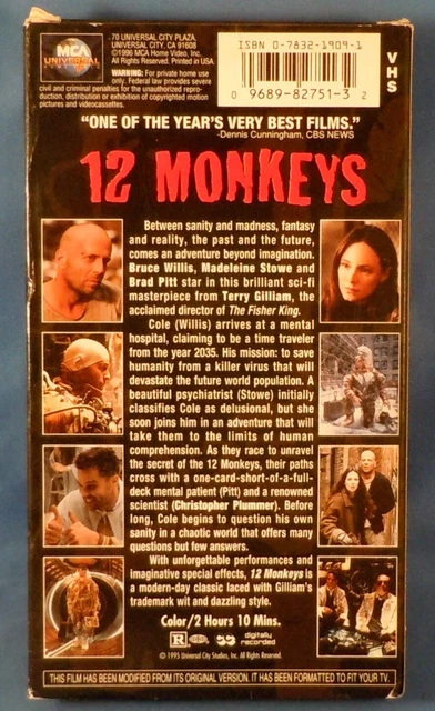 VHS! - 12 MONKEYS with Bruce Willis and Brad Pitt £6.43 - PicClick UK