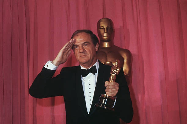 AMERICAN ACTOR KARL Malden pictured saluting as he holds an Oscar 1971 ...