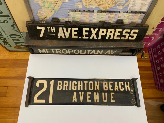 NY NYC BUS Roll Sign Brooklyn Brighton Beach Avenue Boardwalk Ocean ...