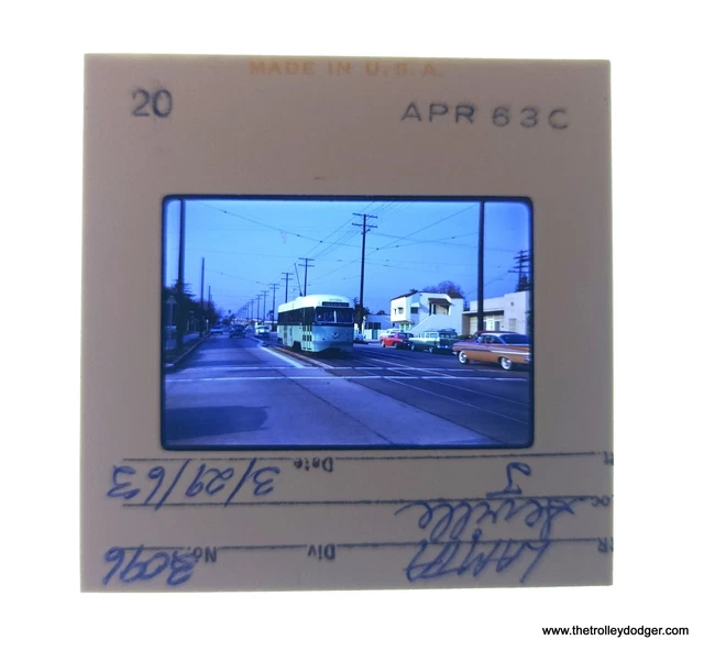 LAMTA LOS ANGELES PCC Straßenbahn #3096 1963 35mm Original Kodachrome ...