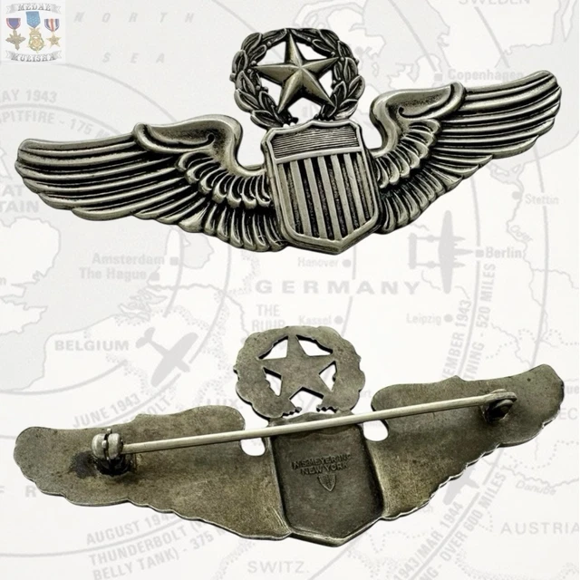 WWII COMMAND PILOT Wings Army Air Corps Badge 3-1/16” Ns Meyer New York ...