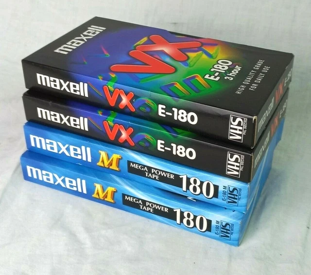 4 VIDEOCASSETTE VHS MAXELL VX E-180 - M-180 Mega Power Tape. Minuti 180 Usato EUR 15,00 ...