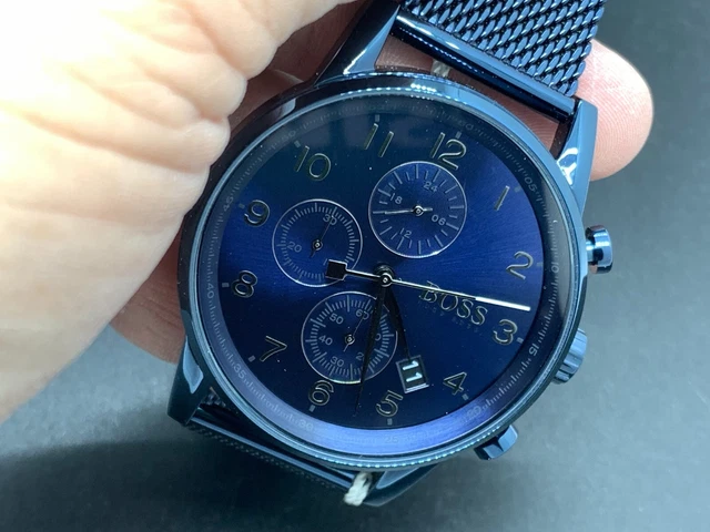 OROLOGIO CRONOGRAFO HUGO Boss Navigator Da Uomo Blu ION Inox Quarzo ...