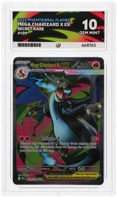 POKEMON MEGA CHARIZARD X EX 109/094 Phantasmal Flames ACE 10 perfect ...