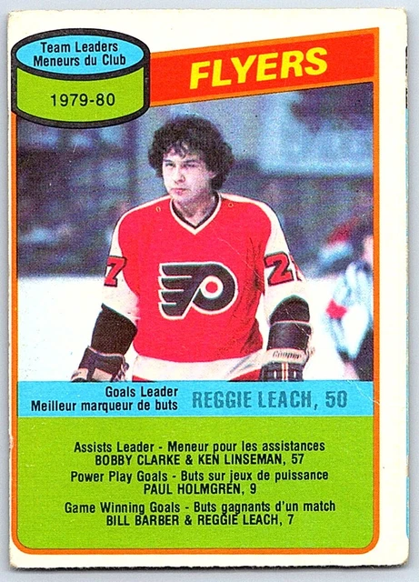1980-81 O-PEE-CHEE **C** Reggie Leach Checklist Philadelphia Flyers ...