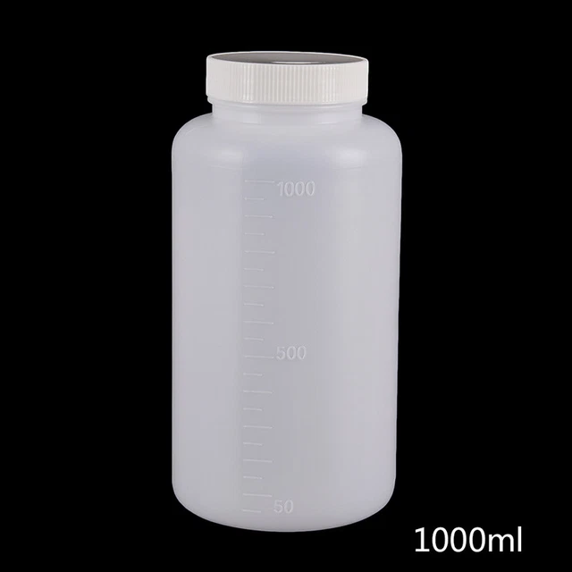 1000ML CLEAR PLASTIC cylinder shaped chemical storage reagent sample ...