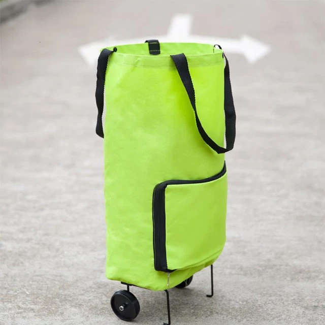 FOLDABLE COLLAPSIBLE SHOPPING Trolley Bag With Wheels Green 6R8O $30.02 ...