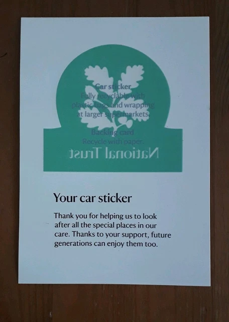 NATIONAL TRUST OFFICIAL Car Sticker Recyclable, New, 2025 £31.83 ...