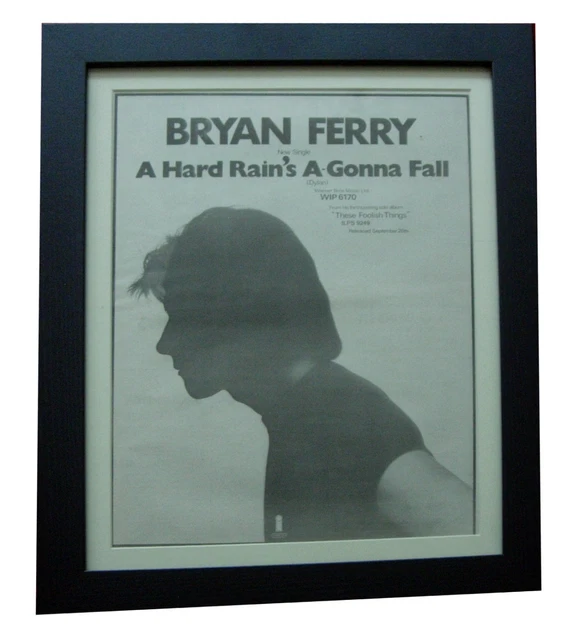 BRYAN FERRY+HARD RAIN+FOOLISH+POSTER+AD+ORIGINAL 1973+FRAMED+EXPRESS ...