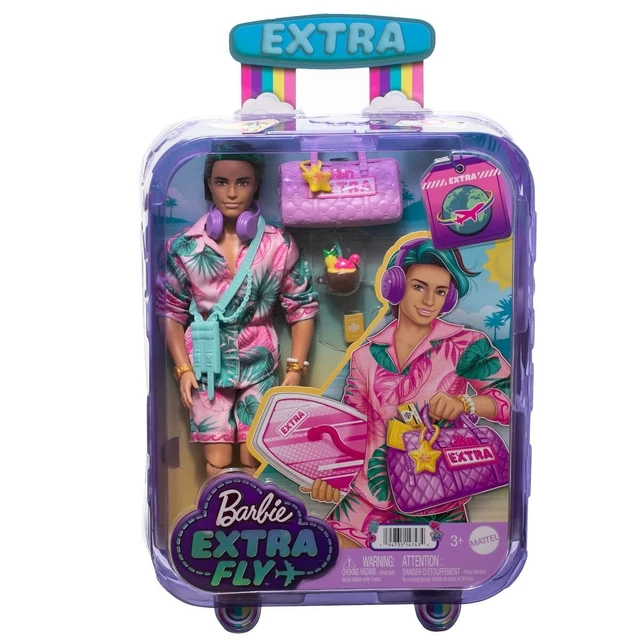 VOYAGE KEN POUPÉE Avec Plage Mode, Barbie Extra Fly Tropical Costume ...
