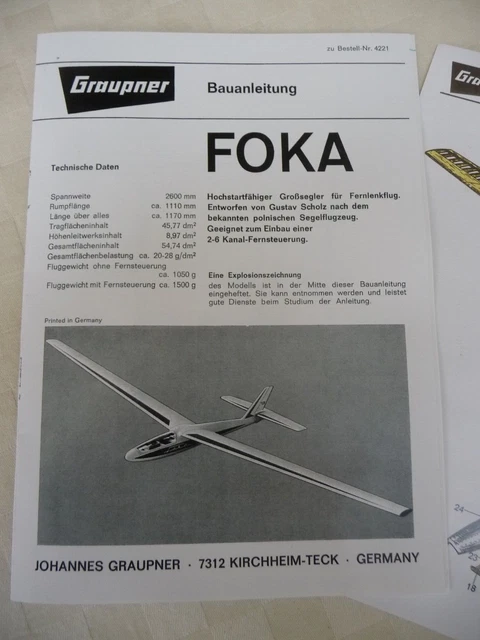 BAUANLEITUNG UND STÜCKLISTE von der FOKA ( Graupner ) Retro EUR 8,00 ...