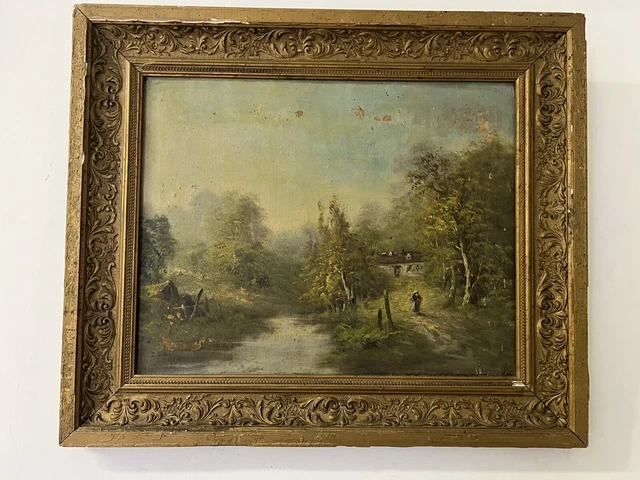 TABLEAU ANCIEN L.HENRY Peinture Huile sur Toile XIXe EUR 90,00 ...