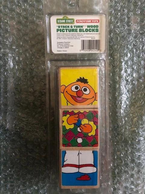 SESAME STREET STACK & Turn Wood Picture Blocks Ernie NIB 1991 ...