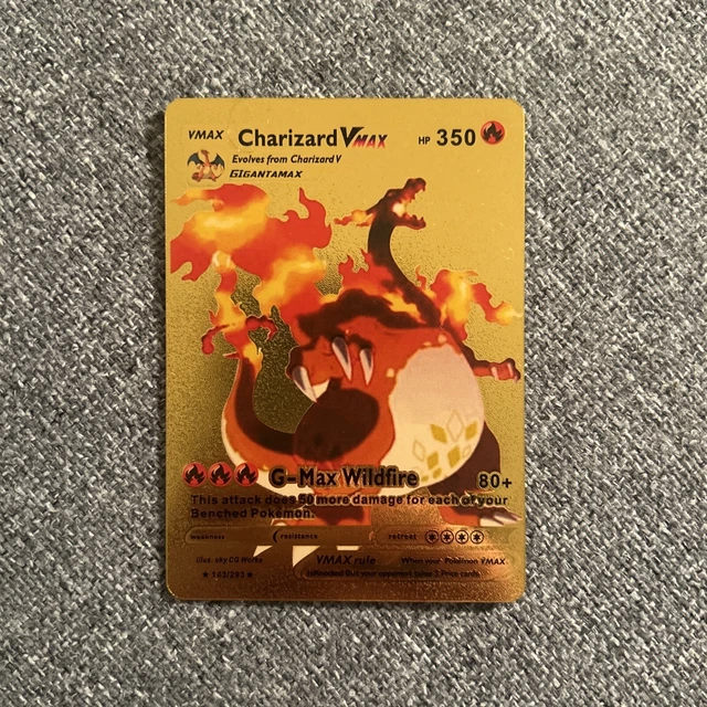 POKEMON CHARIZARD VMAX Gold Foil 🔥Fan Art 🔥Card 2022 NM G-Max Wildfire ...