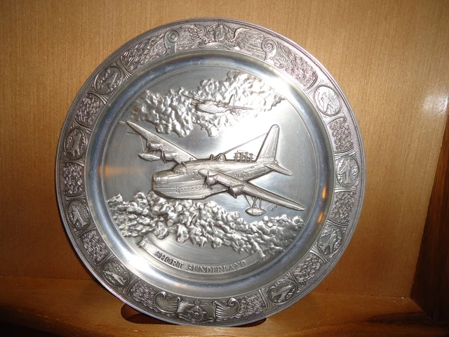 RISKIN RAF SHORT Sunderland Pewter Plate Bradford Exchange Rudolf ...