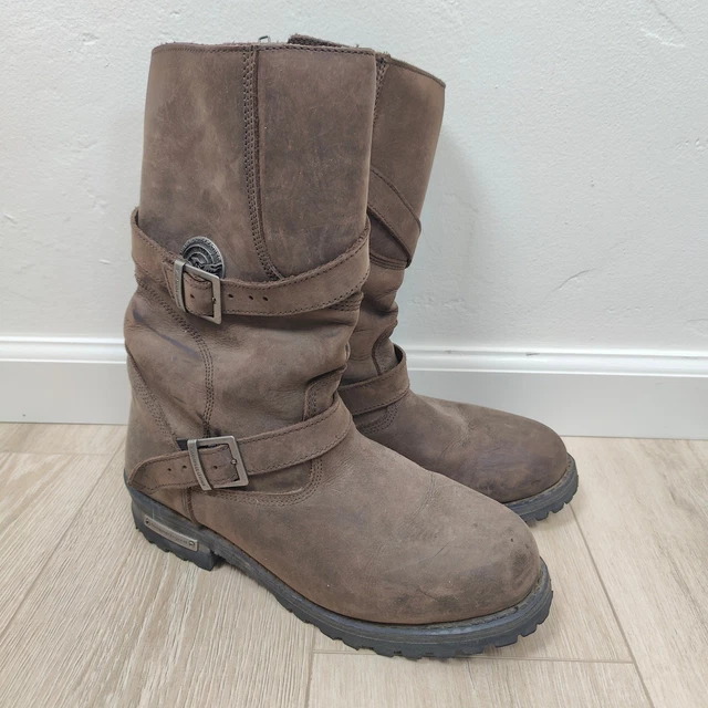 MILWAUKEE LEATHER MENS Boots 10.5 Brown MBM 9063 Distressed Buckle ...