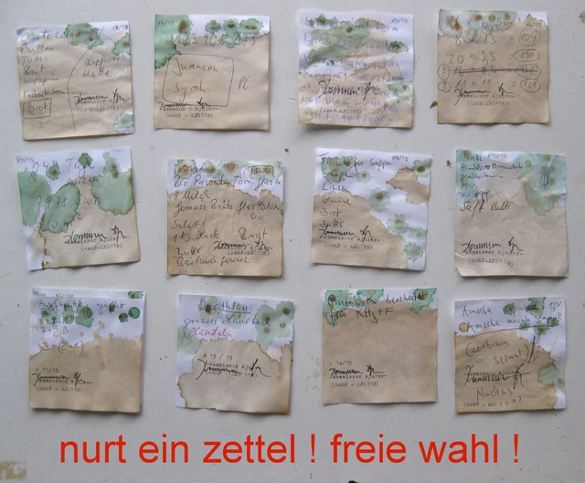 EIN (!) KAFFEE-FLECKEN-ZETTEL der abgebildeten Zettel von KOMMISSAR ...