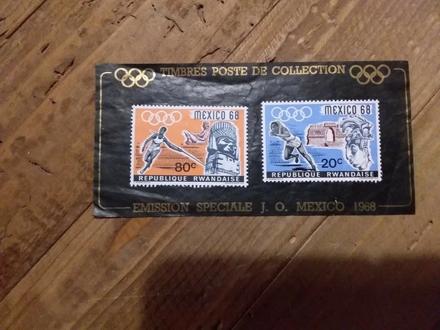 2 TIMBRES J.O de Mexico 1968 REPUBLIQUE RWANDAISE 80 C ET 20 C EUR 4,00 ...