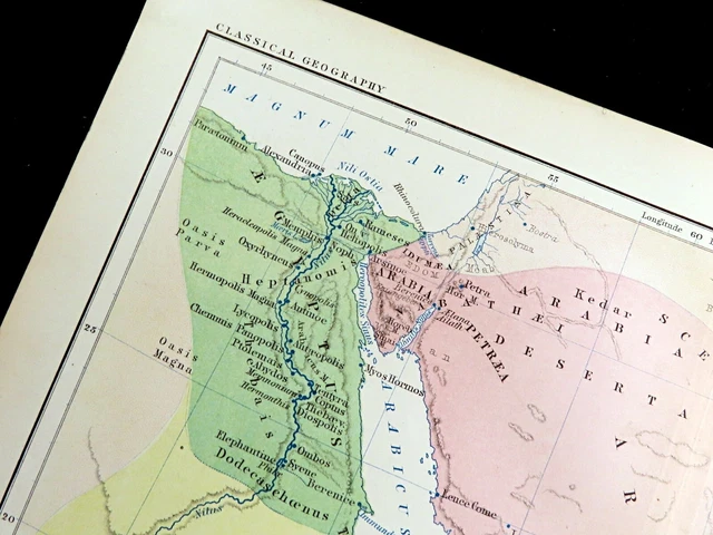 ANCIENT EGYPT MAP Arabia Ethiopia Egyptian Red Sea Classical Latin ...